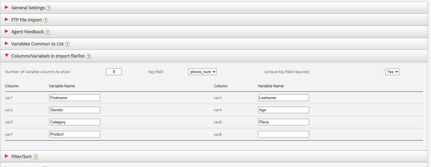 Columnsvariables In Import File And List Puzzel Help Centre